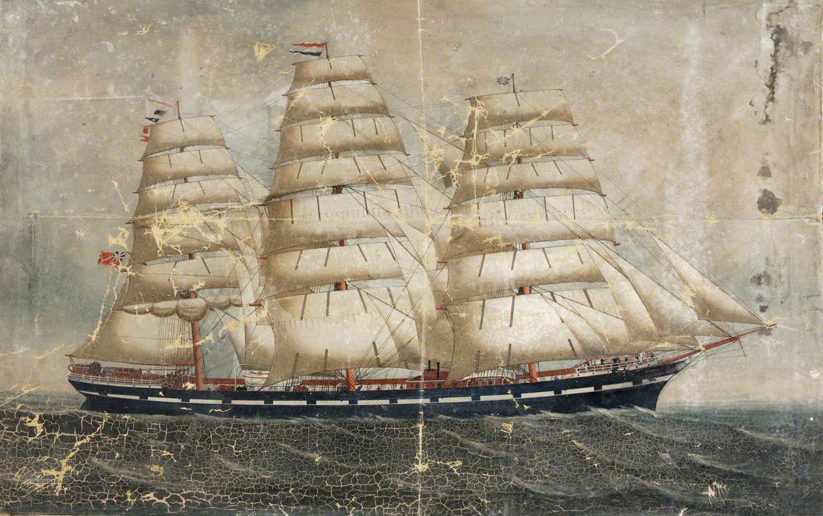 Three-Masted Sailing Ship 'Euphrosyne' at Sea | Art UK