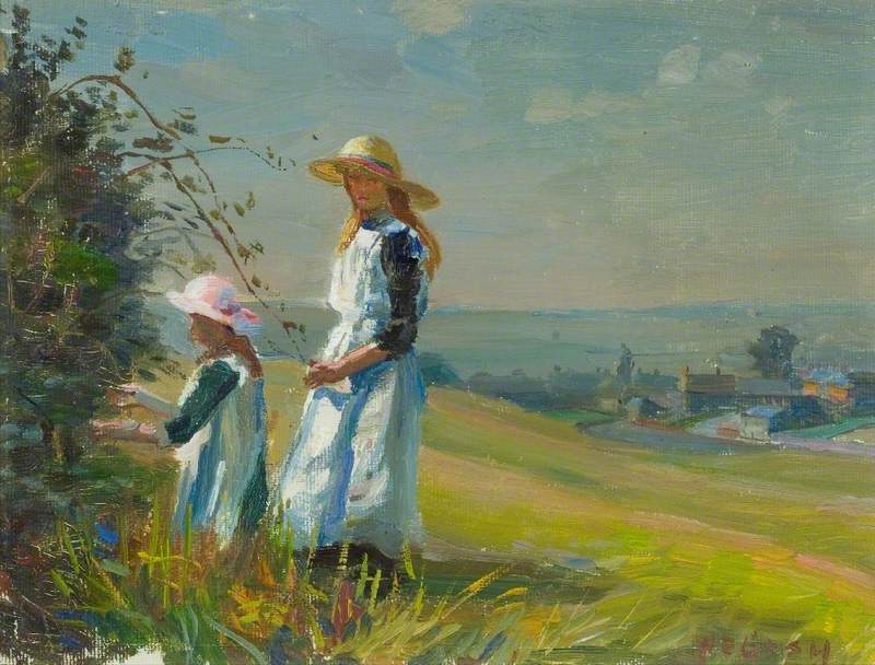 Two Girls Picking Blackberries* | Art UK Two Girls Picking Blackberries* | Art UK