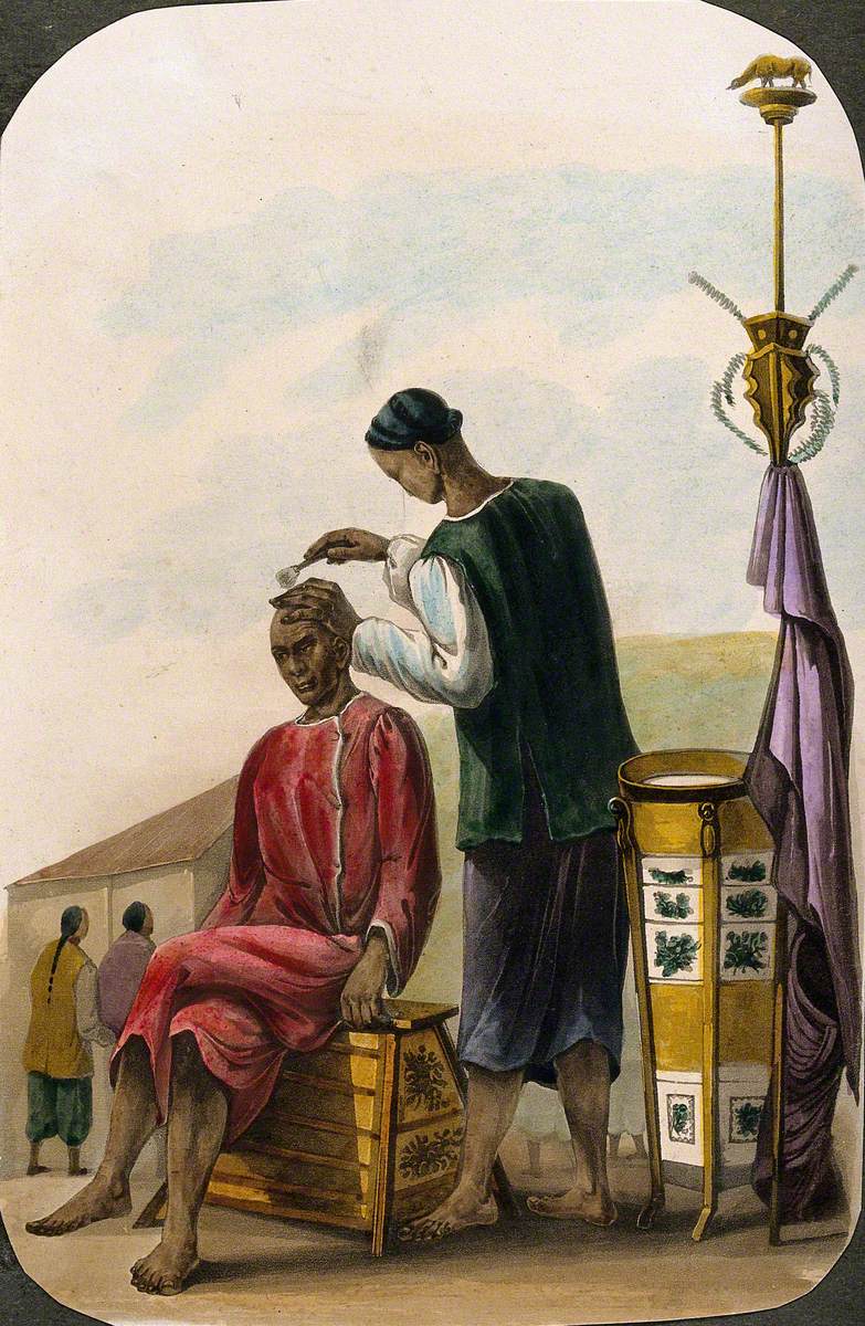 A Barber Shaving a Seated Man's Head | Art UK