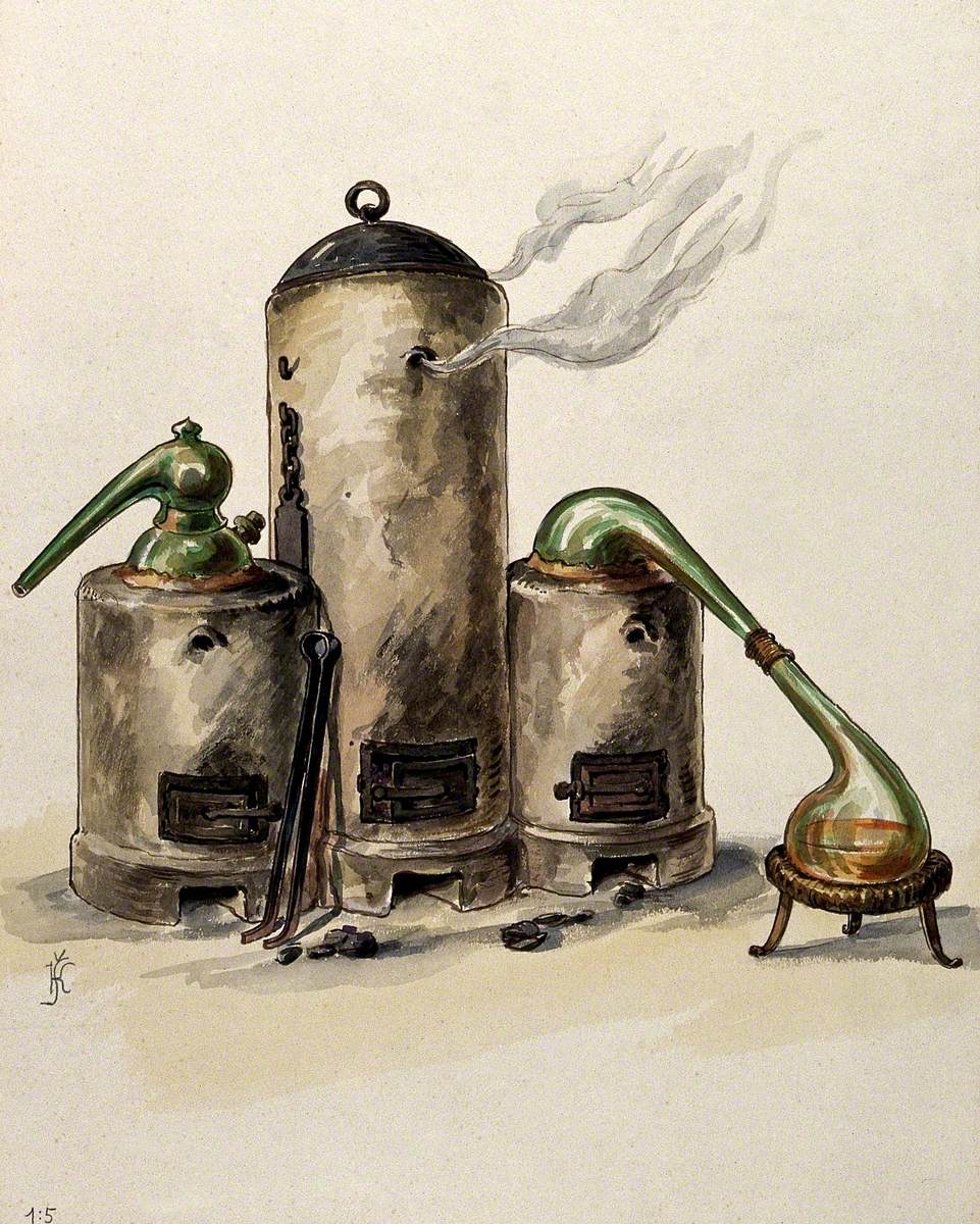 Alchemy: Three Furnaces with Glass Vessels on Two of Them | Art UK