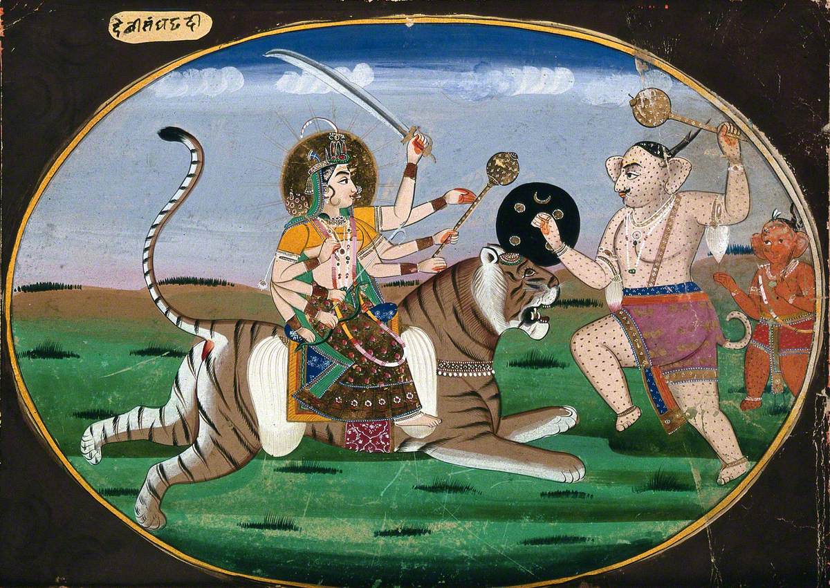 Devi (Durga) Seated on Tiger Prepares to Battle a Demon | Art UK