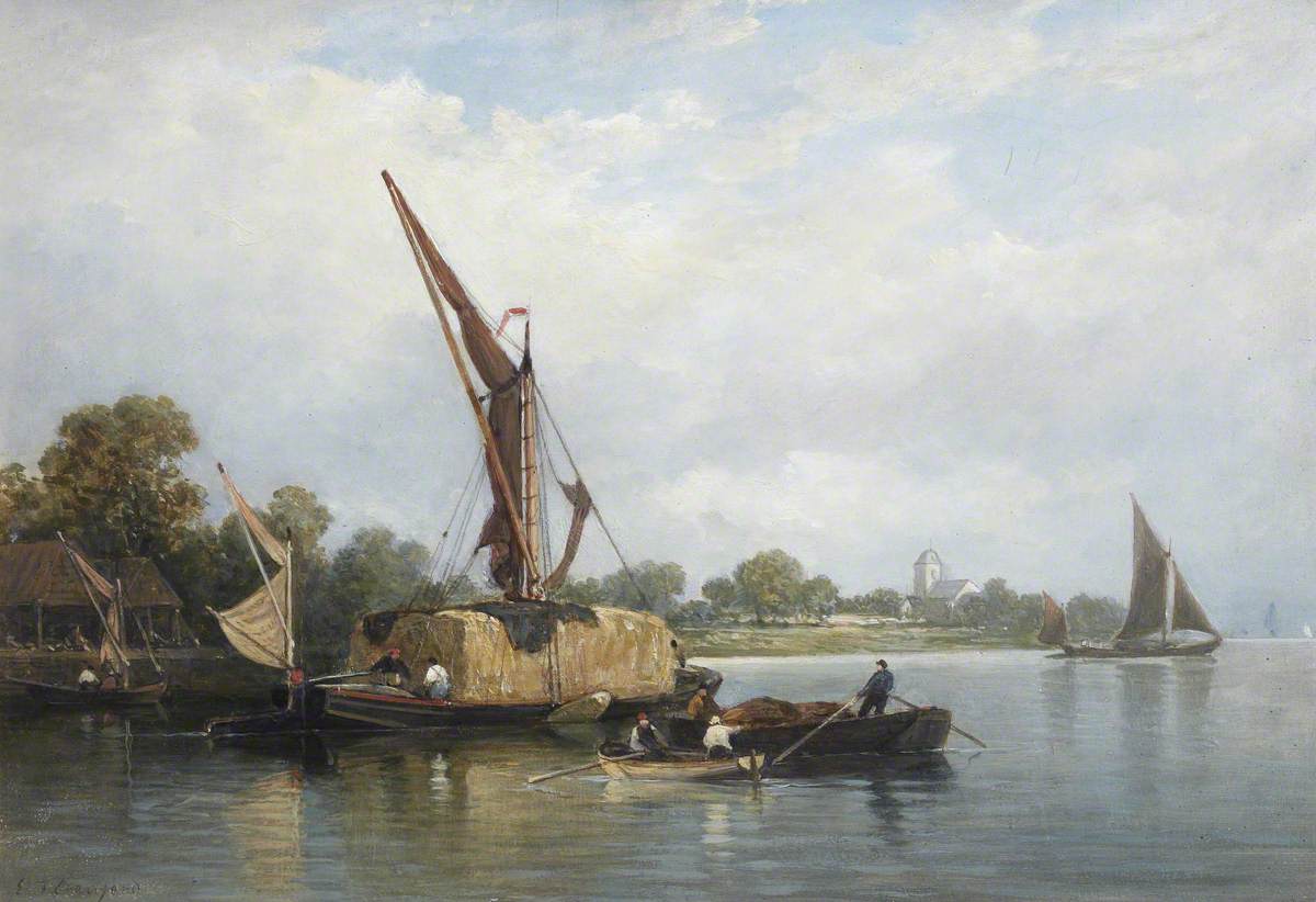 Shipping on the Thames with Hay Barge | Art UK