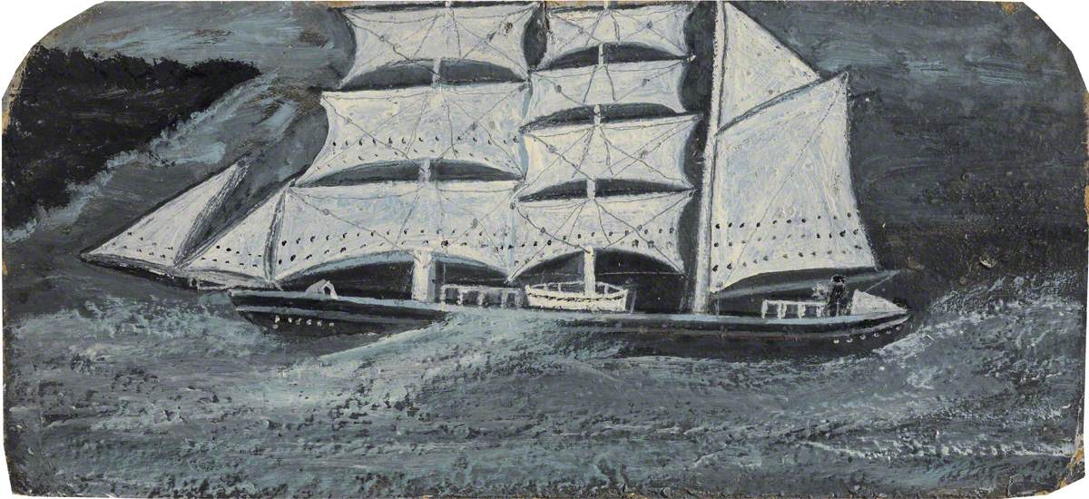 Barque with a Man at the Wheel on a Stormy Sea | Art UK