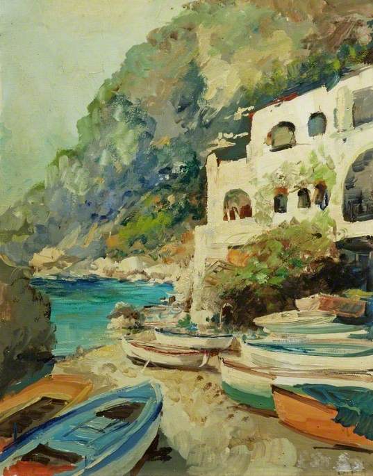 Mediterranean Cove with Boats | Art UK