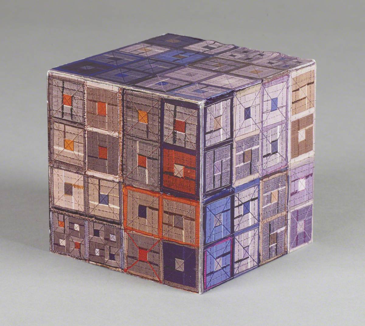 121 Linked Cubes: Cube Covered in Patterned Squares | Art UK