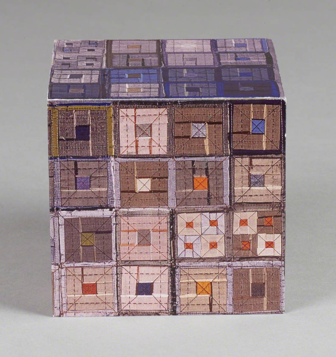 121 Linked Cubes: Cube Covered in Patterned Squares | Art UK