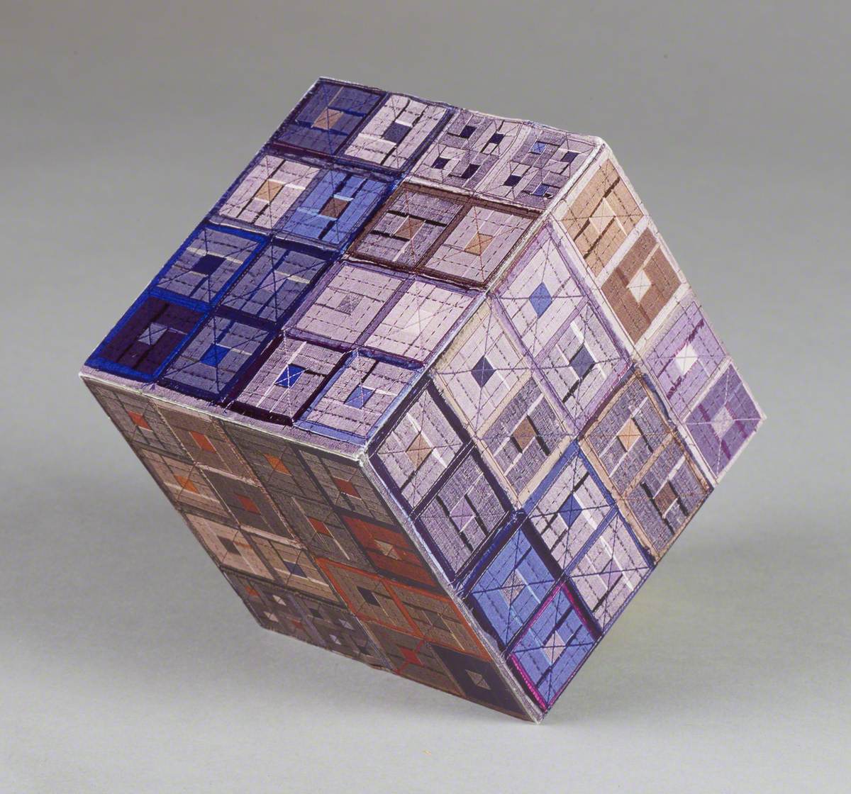121 Linked Cubes: Cube Covered in Patterned Squares | Art UK