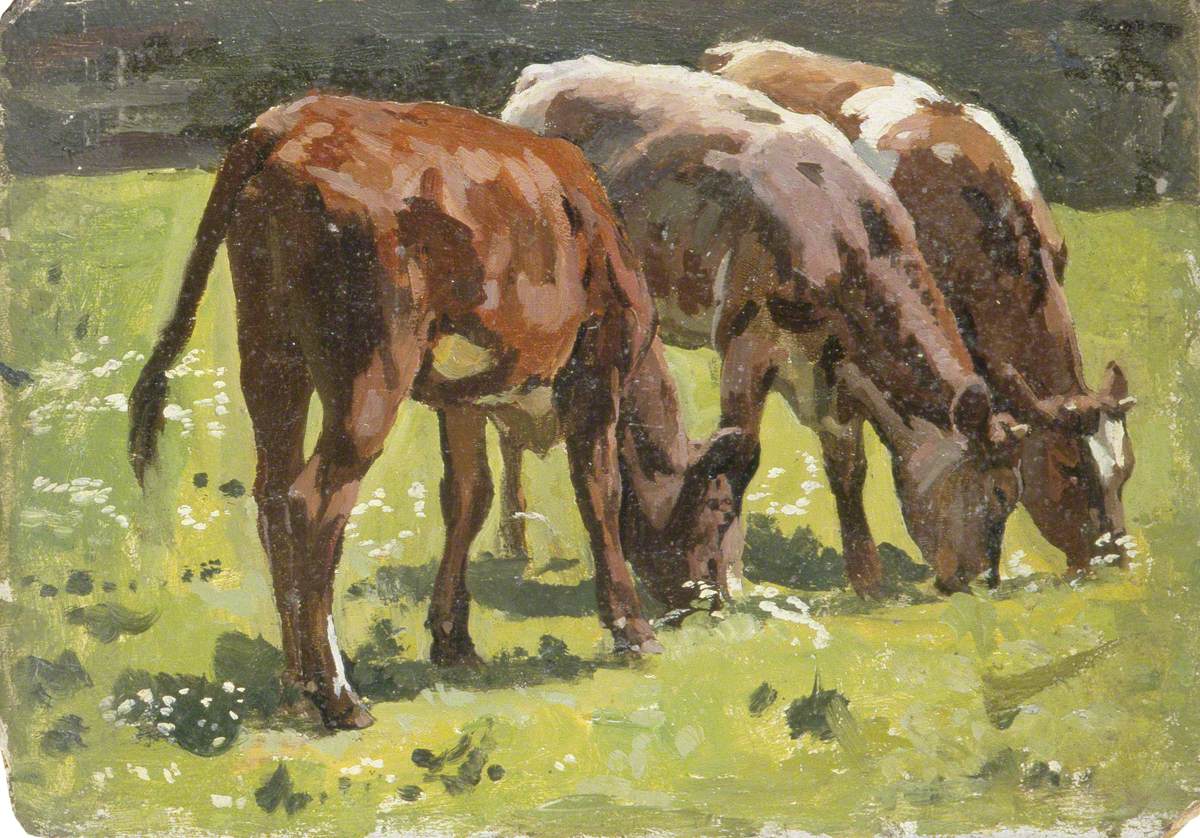 Three Cows Grazing in a Field | Art UK