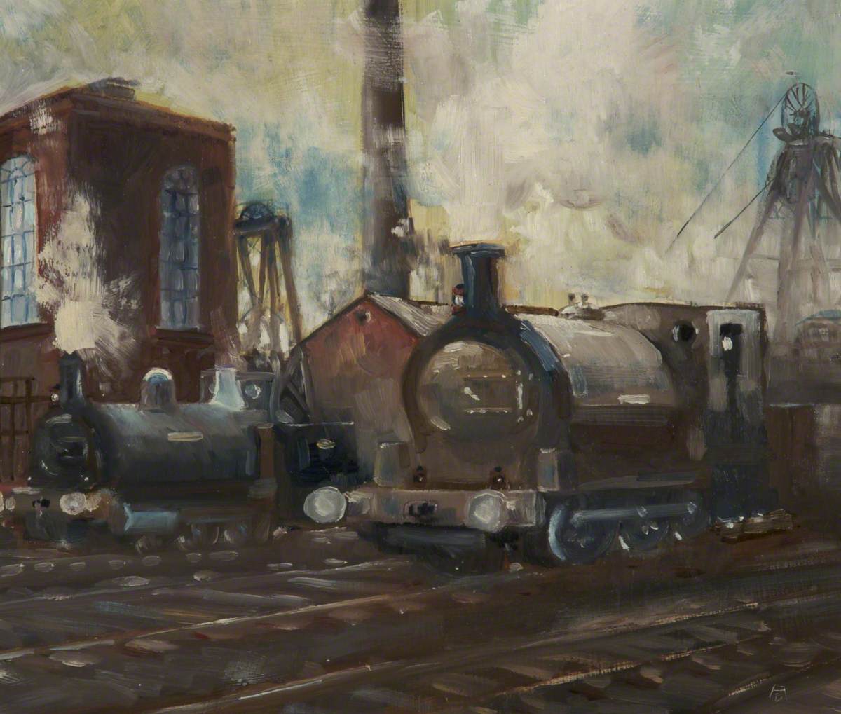 Loco '1861' Left, Loco 'Colonel' Right, Howe Bridge Colliery, c.1927 ...