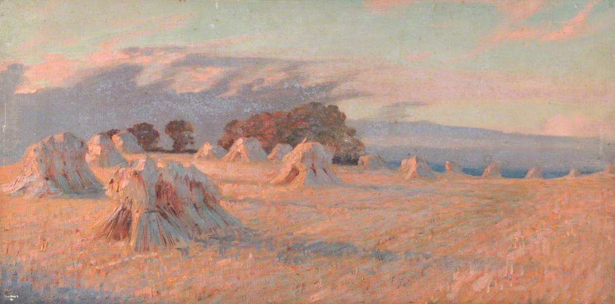 Stooked Corn at Sunset | Art UK
