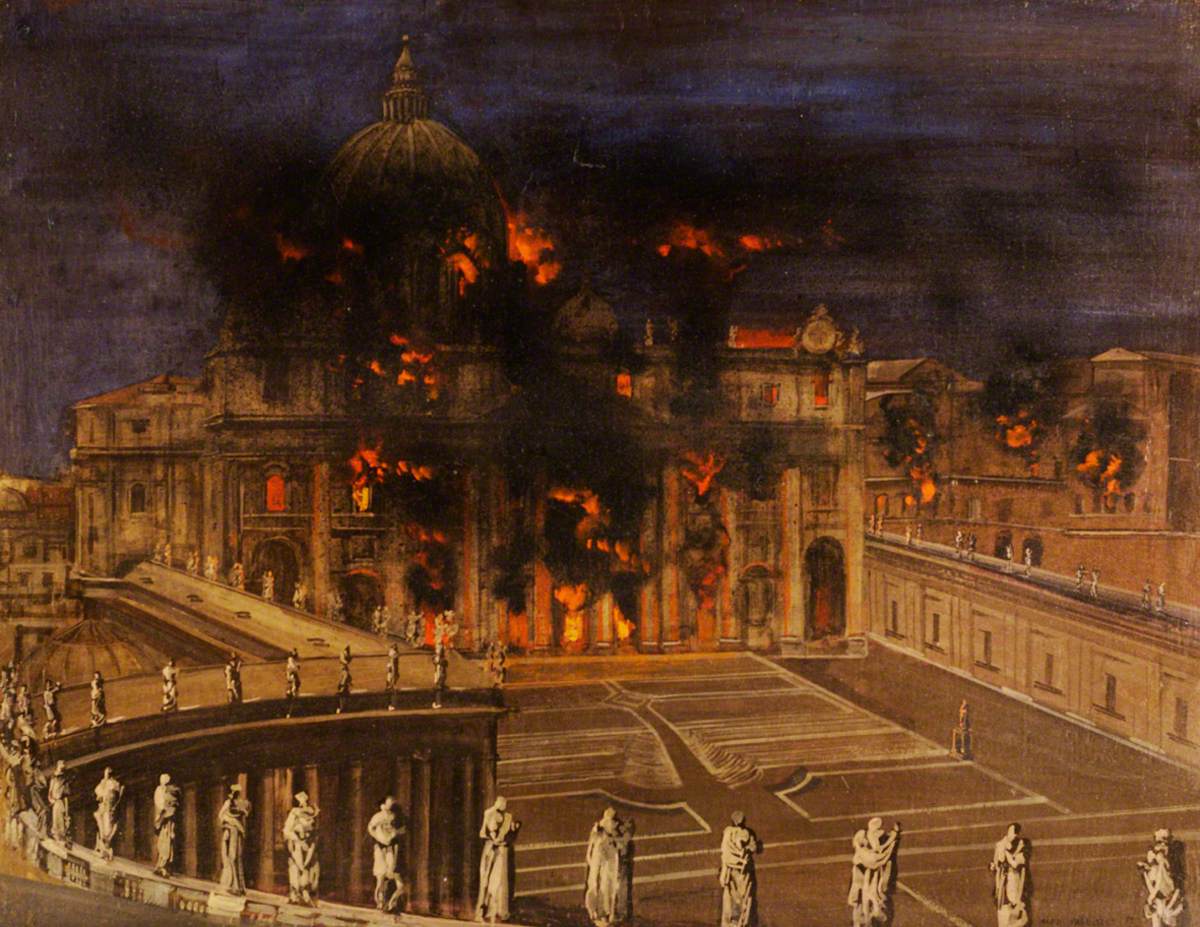 Exterior of a Church in Flames | Art UK