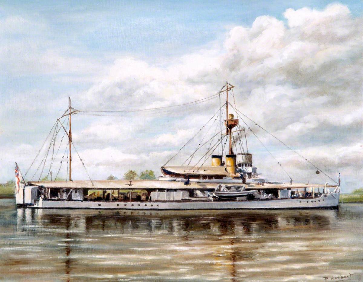 Two-Funnelled Royal Navy Ships from the Starboard Quarter | Art UK