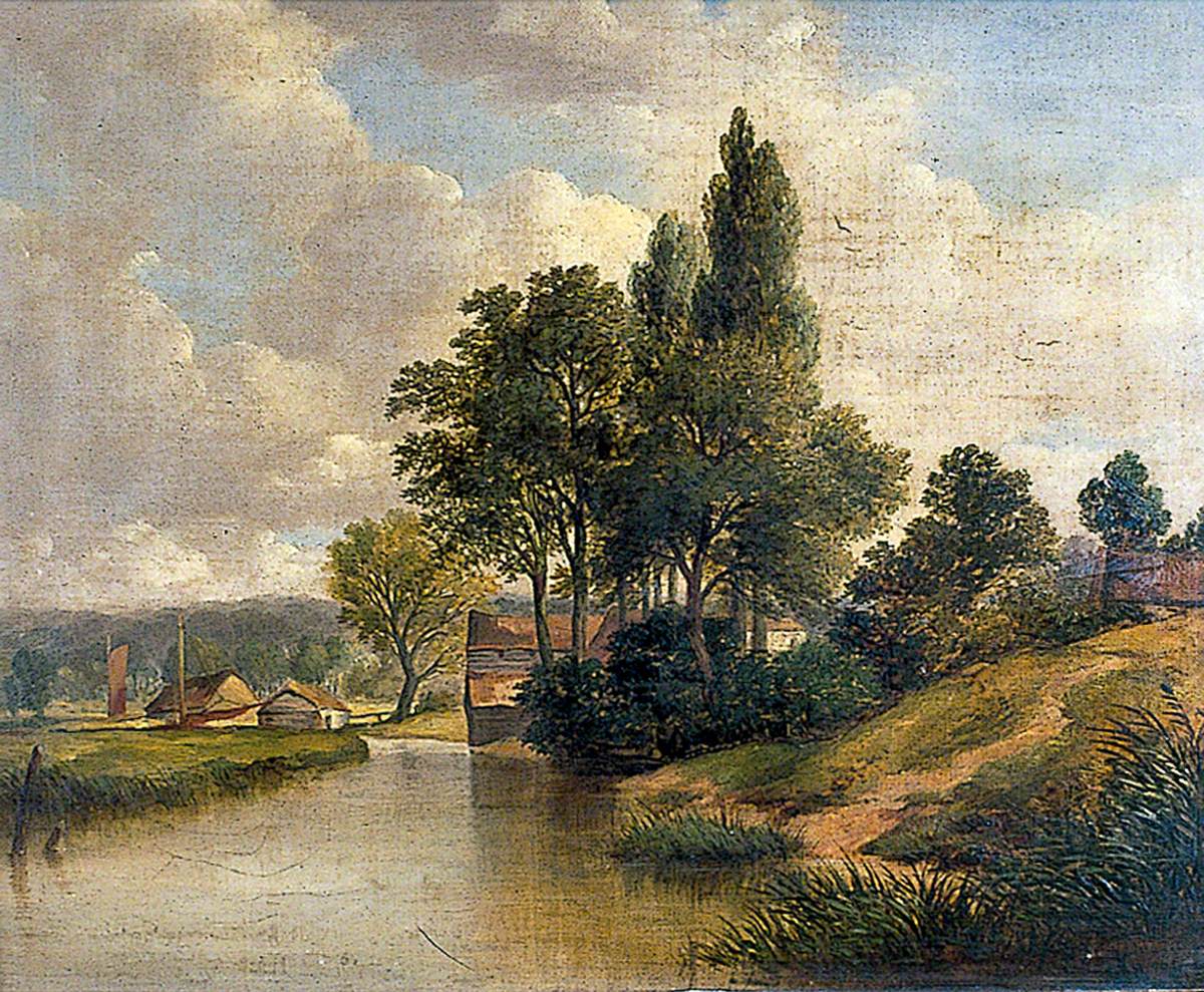 River Scene with a Cottage and Trees | Art UK