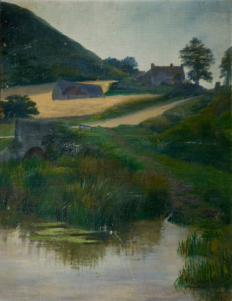 Landscape View of a Farm by a River | Art UK