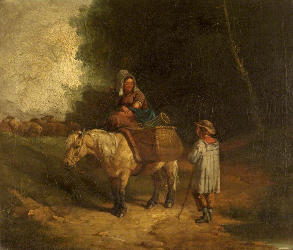 Peasant Girl Returning from Market, Conversing with a Shepherd Boy | Art UK