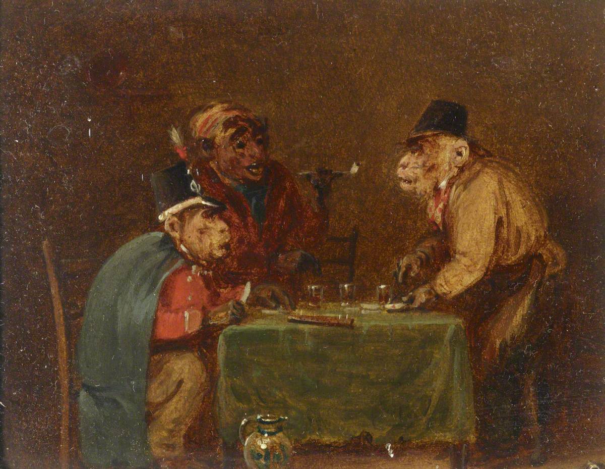 From a Set of Four Singeries: Three Monkeys Drinking at a Table | Art UK