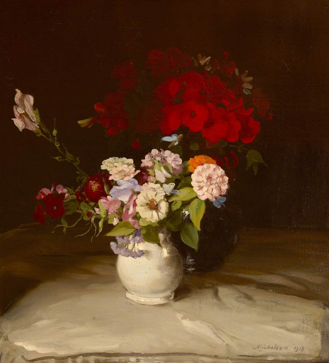 'The Blue Butterflies' (Still Life with Geraniums and Other Flowers ...