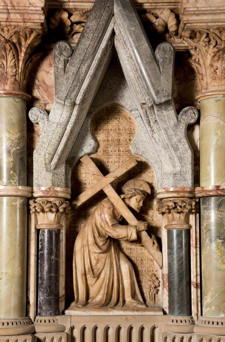 Reredos with Jesus Carrying the Cross, Crucifixion and Pietá | Art UK