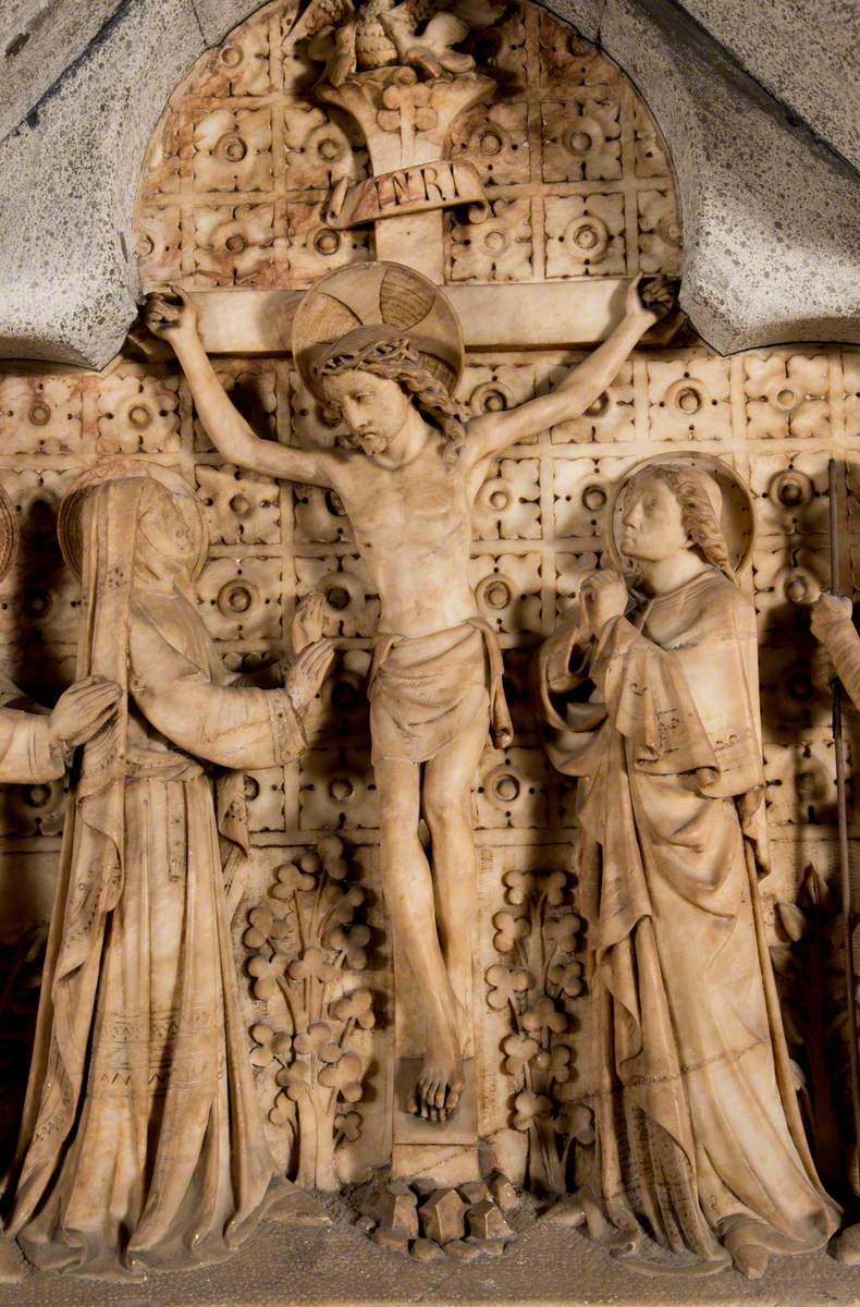 Reredos with Jesus Carrying the Cross, Crucifixion and Pietá | Art UK