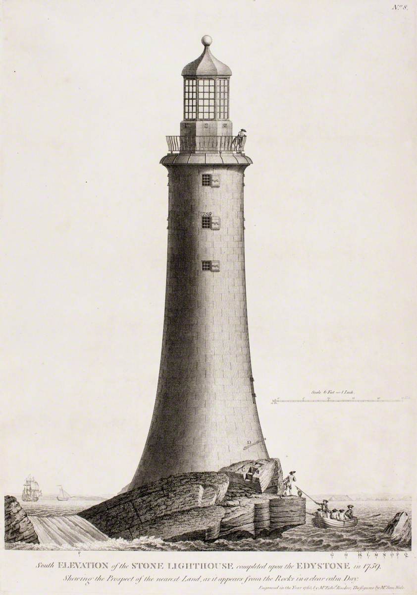 South Elevation of the Stone Lighthouse Completed upon the Edystone ...