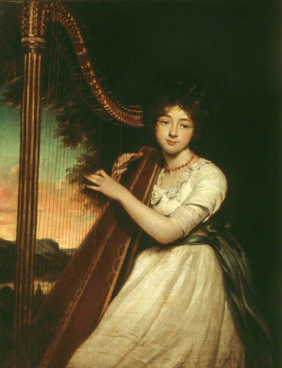 A Young Lady Playing the Harp | Art UK