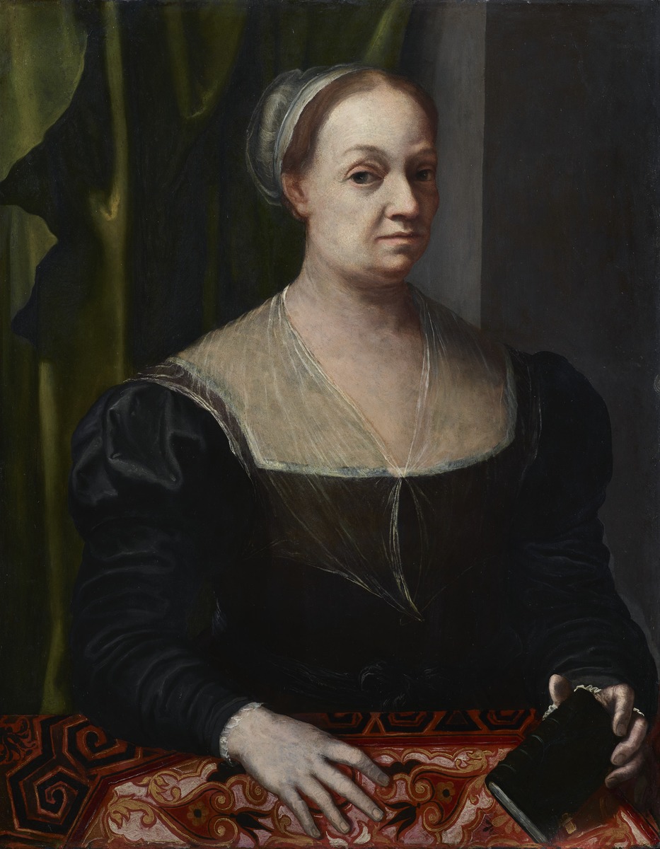 Portrait of a Lady, Half Length, Seated by a Table in Black Costume ...