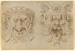 Design for a Circular Border with Grotesque Ornament and Mythical Sea ...