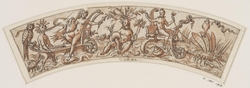 Design for a Circular Border with Grotesque Ornament and Mythical Sea ...