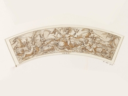 Design for a Circular Border with Grotesque Ornament and Mythical Sea ...