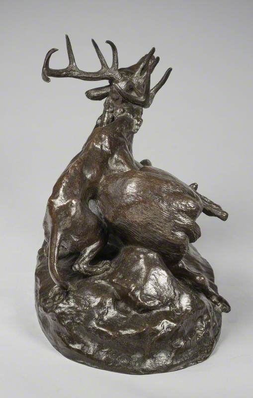 Stag Brought Down by Two Scotch Hounds | Art UK
