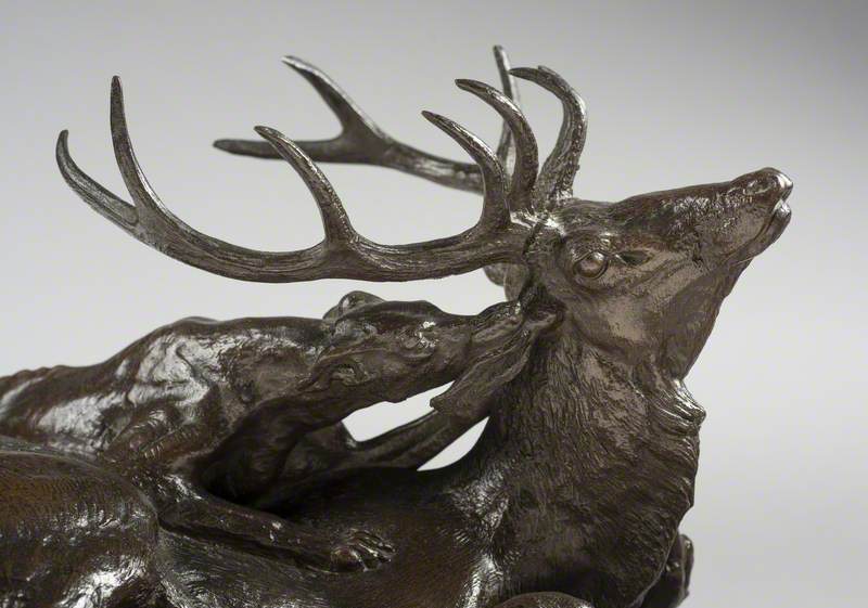 Stag Brought Down by Two Scotch Hounds | Art UK