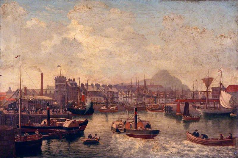 A View of the Port of Leith with Arthur's Seat in the Distance | Art UK