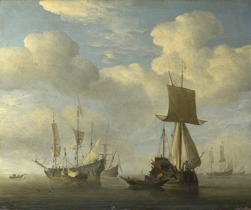 An English Vessel and Dutch Ships Becalmed | Art UK
