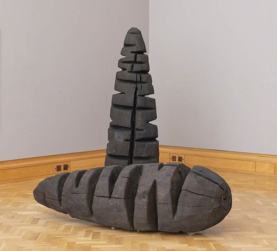 Two Oak Forms Sliced and Charred | Art UK