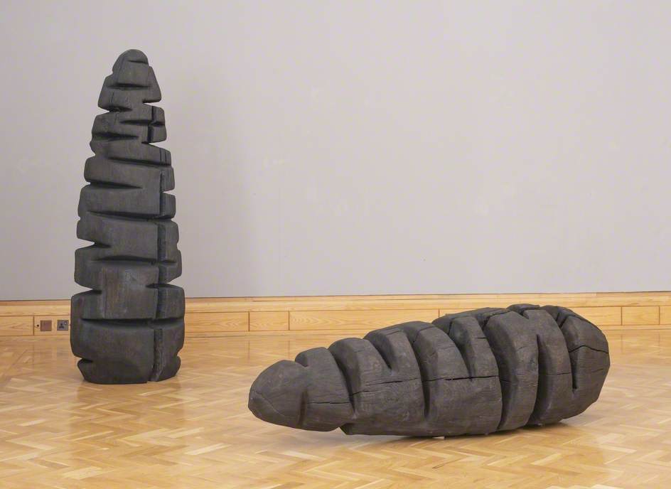 Two Oak Forms Sliced and Charred | Art UK