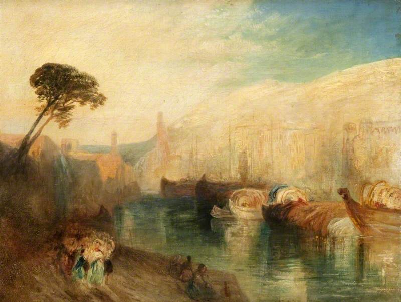 Italian Scene with Boats and Figures | Art UK