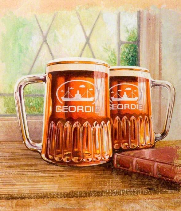 Two Geordie Glass Tankards and a Book | Art UK
