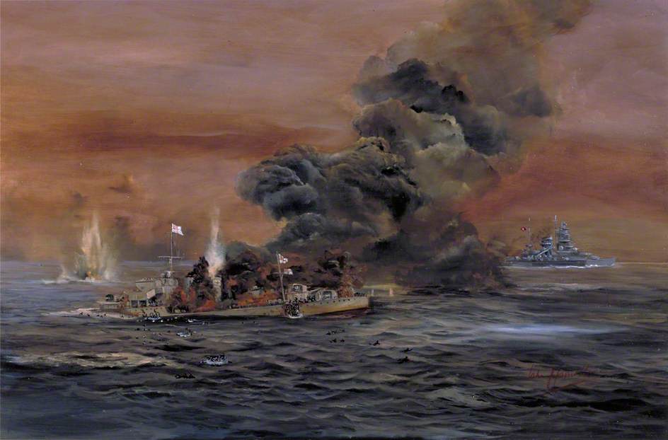 The Sinking of HMS 'Acasta', Attacked by Battleships 'Scharnhorst' and ...